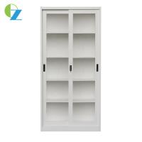 China 2 Glass Sliding Door Steel Office Cupboard Metal Double Door Cupboard for sale