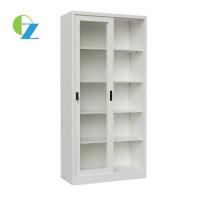 China 2 Glass Sliding Door Steel Office Cupboard Metal Double Door Cupboard for sale