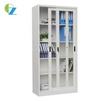 China 2 Glass Sliding Door Steel Office Cupboard Metal Double Door Cupboard for sale