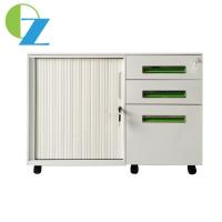 China Metal Handle 3 Drawer Mobile Pedestal And Tambour Door Cabinet On Wheels for sale