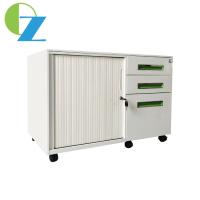 China Metal Handle 3 Drawer Mobile Pedestal And Tambour Door Cabinet On Wheels for sale