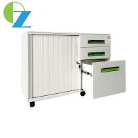 China Metal Handle 3 Drawer Mobile Pedestal And Tambour Door Cabinet On Wheels for sale