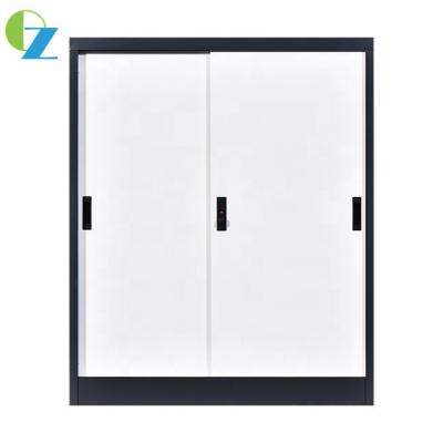 China Short 2 Shelf Cabinet Sliding Door Steel Storage Office Cupboard Display Filing Cabinet for sale