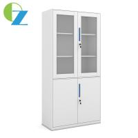 China 12mm Edge Slim Metal Locker Glass Steel Swing Door Cupboard for sale