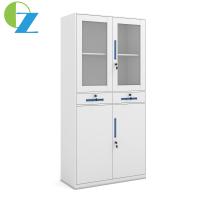 China 12mm Edge Slim Metal Locker Glass Steel Swing Door Cupboard for sale