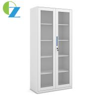 China 12mm Edge Slim Metal Storage Cabinet Glass Swing Door Cupboard File Steel for sale
