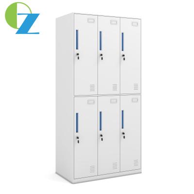 China 12mm Slim Metal Locker Thin Edge 6 Door Steel Office Lockers Furniture for sale