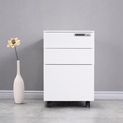 China Electronic Password Lock Mobile Pedestal 3 Drawer Metal Movable Cabinet for sale
