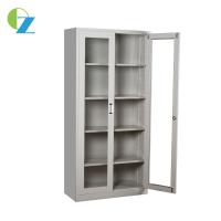 China Commercial Steel Metal File Storage Cabinet Office Furniture 2 Swing Glass Door for sale