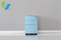 China Steel 3 Drawer Arc edge Mobile File Cabinet with Lock Rolling Pedestal Storage Cabinet for sale