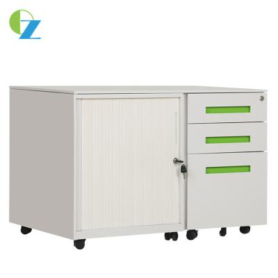 China Cold Rolling Steel Office Tambour Door Cabinet 3 Drawers Mobile Pedestal Cabinet for sale