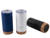 China Double Wall Vacuum Insulated Stainless Steel Water Bottle Tumbler with Cork Bottom - 14oz to 32oz Sizes, BPA-Free Lid Options for sale