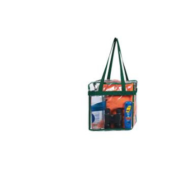 China Custom Clear PVC Zippered Tote Bag 12x10x4 Inch Durable Waterproof Shopping Bag for sale