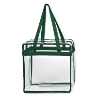 China Custom Clear PVC Zippered Tote Bag 12x10x4 Inch Durable Waterproof Shopping Bag for sale