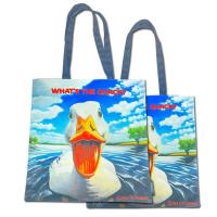 China Custom RPET Recycled Cotton Tote Bags - 15x16 Inch Eco-Friendly Shopping Bags with Full-Color Printing for sale
