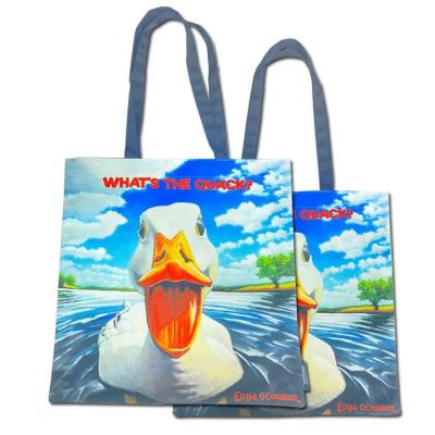 China Custom RPET Recycled Cotton Tote Bags - 15x16 Inch Eco-Friendly Shopping Bags with Full-Color Printing for sale