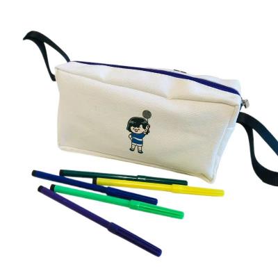 China Custom Canvas Pen Bag Durable 3D Design with Orange Zipper 30x8cm for sale