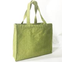 China Custom Linen Tote Bag Eco-Friendly Light Green 40x35cm Durable Shopping Tote for sale
