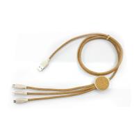 China Eco Friendly Wheat Straw and FSC Cork Multi Charging Cable USB Lightning USB C 3 in 1 for sale