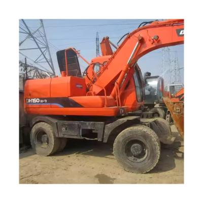 China DB58TIS Engine Second Hand Doosan DH150W-7 Wheel Excavator 15ton Digger Made in Korea for sale