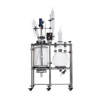 China UL Certificate Double Layers Jacketed 5L 10L 20L 50L 100L 200L Glass Chemical Reactor for sale