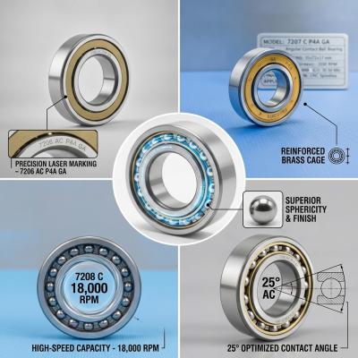 China P4 Precision Angular Contact Ball Bearing 71914AC 25 Degree High Rigidity Spindle Bearing for sale