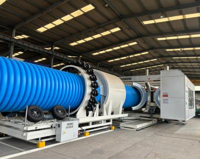 China HDPE PP Corrugated Tube Extrusion Line OD1200 to OD2000mm Large Sizes PLC Control for sale