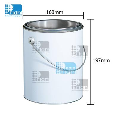 China 4 Liter Round Paint Tin Cans with Metal Handle - White Coated Empty Metal Paint Containers for Industrial Use for sale