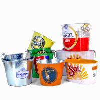 China Round Metal Tin Can Offset Printing Paint Pail 0.23mm Thickness D156xH140mm for sale