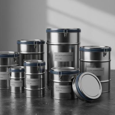 China Iron Cans with Airtight Seal Lid Durable Metal Containers for Industrial Packaging Custom Sizes Available for sale