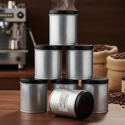 China Food Grade Coffee Tin Cans 250ml Stackable Airtight Containers Matte Black for sale