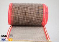China Brown PTFE Coated Fiberglass Mesh Conveyor Belt 4x4 mm - Temperature Range -100°F to +550°F with FDA Compliance for sale