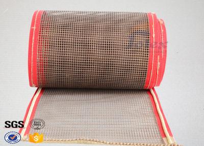 China Brown PTFE Coated Fiberglass Mesh Conveyor Belt 4x4 mm - Temperature Range -100°F to +550°F with FDA Compliance for sale