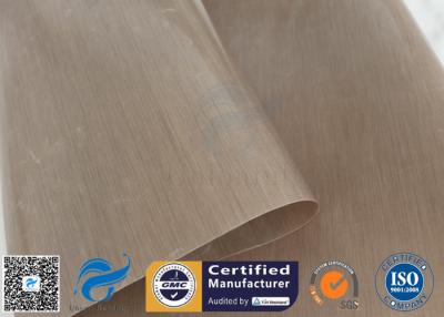 China Non Stick 0.12mm Brown PTFE Coated Fiberglass Fabric For Press Machine for sale
