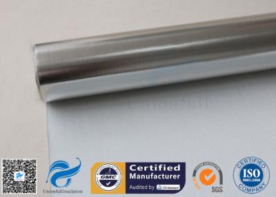 China Fire Resistant Silver Coated Fabric Aluminium Foil Fibreglass Cloth 480gsm 0.43mm for sale