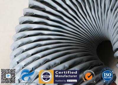 China PVC Coated Fiberglass Fabric Flexible Air Duct Grey Waterproof 200MM 5M 260℃ for sale