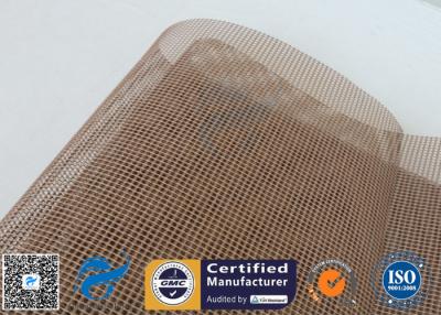 China Brown PTFE  Coated Fiberglass Mesh Fabric 600GSM 1MM Conveyor Belt Cloth for sale