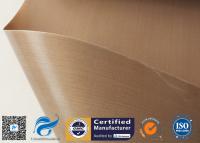 China Tan  PTFE Coated Fiberglass Fabric For Hot Press Anti Stick Purposes for sale