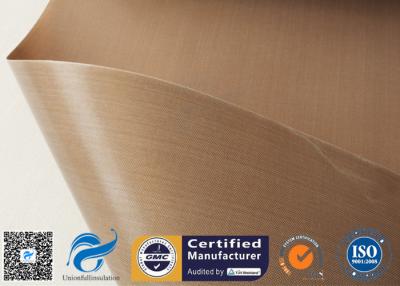 China Tan  PTFE Coated Fiberglass Fabric For Hot Press Anti Stick Purposes for sale