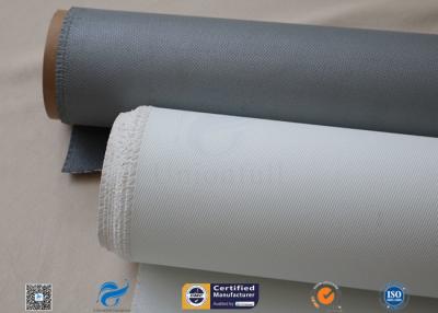 China Satin Weave Silicone PU Coated Fiberglass Fabric 590g/m² 0.6mm Thick Heat Resistant Cloth for sale