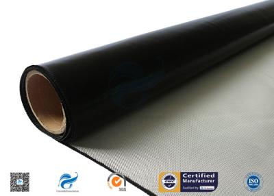 China Black Silicone Coated Fiberglass Fabric - 530g/m² Weight, 0.45mm Thickness, Heat Protection up to 550°C for sale