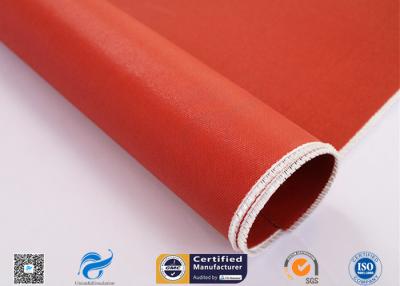 China Red Color Silicone Coated Fiberglass Fabric Heat Protection Satin Weave for sale