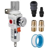 China Grey / Black Compressed Air Filter And Pressure Regulator With Steel Gauge for sale