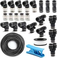China Automobiles Fifty Feet Push In Fittings Black Pneumatic Fitting Kits With Black Sixty Pieces for sale