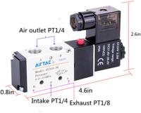 China ‎Aluminum Pilot Operated Pneumatic Solenoid Valve 2 Position 5 Way For Double Acting Cylinders for sale