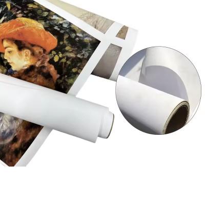China Hot Selling Digital Printing Matte Self Adhesive Polyester Canvas Fabric Roll for sale