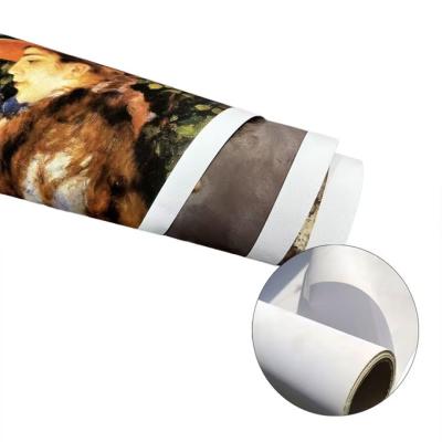 China Waterproof Premium Matte Art Self Adhesive Polyester Canvas Fabric Roll for sale