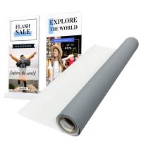 China Greyback Polyester Block Out Textile Roll Fabric For Exhibition Prints Roll Up Banners for sale