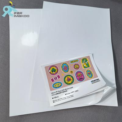 China Inkjet Glossy Polypropylene Label Sticker Paper Printable Waterproof 100micon PP Sticker A4 A3 for sale