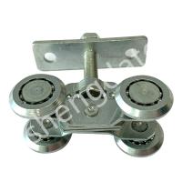 China Steel Double Wheel Rail Hanging Trolley Silver Sliding Track Roller Hanging Barn Door Rail Trolley Wheel for sale